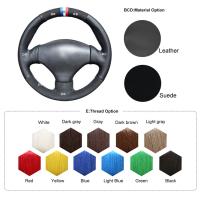 China DIY Car Accessories Black Genuine Leather Suede DIY Steering Wheel Cover For Peugeot 206 SW 2003 2004 2005 206 CC 2004 2005 for sale