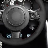 China Hand Stitching Black Suede Steering Wheel Cover Red Marker for Toyota 86 GT86 Subaru BRZ 2016 2017 2018 2019 for sale