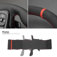 China Custom Hand Stitching Black Smooth Faux PU Artificial Leather Steering Wheel Cover for Ford Ranger Everest 2022-2023 for sale