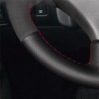China Genuine Leather Suede Black Unique Design Soft Car Steering Wheel Cover For Peugeot 206 1998 1999 2000 2001 2002 2003 2004 2005 for sale