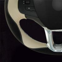 China Hand Sewing DIY Black Suede Leather Beige Design Personalized Steering Wheel Cover For Peugeot 2008 for sale