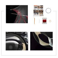 China Hand Sewing DIY Black Suede Leather Beige Design Personalized Steering Wheel Cover For Peugeot 2008 for sale