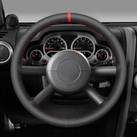 China DIY Hand Stitch Genuine Leather Steering Wheel Cover for for Jeep Wrangler JK 2007 2008 2009 2010 for sale