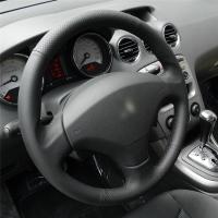 China Car Interior Accessories Black Artificial Leather Hand Stitch DIY Steering Wheel Cover For Peugeot 408 308 for sale