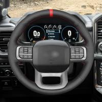 China Custom Hand Stitching Artificial Leather Steering Wheel Cover for Ford F-150 F150 Lightning 2021 2022 2023 for sale