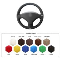 China Car Interior Accessories Black Artificial Leather Hand Stitch DIY Steering Wheel Cover For Peugeot 408 308 for sale