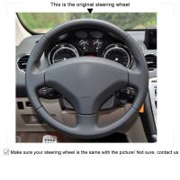 China Car Interior Accessories Black Artificial Leather Hand Stitch DIY Steering Wheel Cover For Peugeot 408 308 for sale