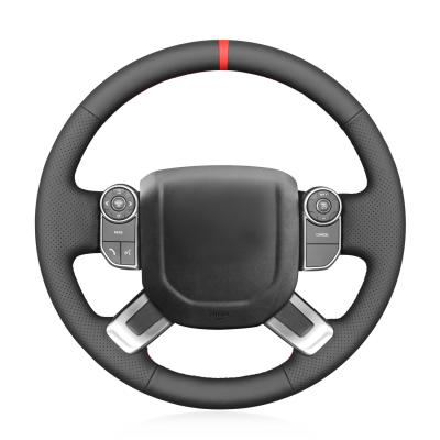 China Car Accessories DIY Genuine Leather Hand Stitching Steering Wheel Cover for Land Rover Discovery 5 III (L462) IV(L405) 2015-2022 for sale