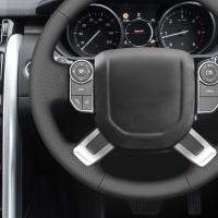 China Car Accessories DIY Genuine Leather Hand Stitching Steering Wheel Cover for Land Rover Discovery 5 III (L462) IV(L405) 2015-2022 for sale