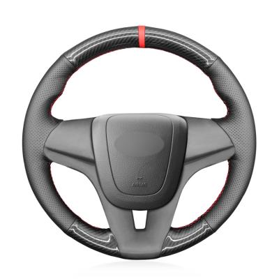 China Hand Sewing Carbon PU Leather Steering Wheel Cover for Chevrolet Holden Cruze Aveo Orlando Ravon R4 for sale