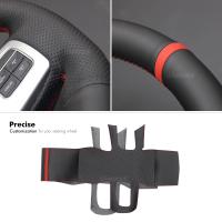 China Custom Durable Hand Stitching Black PU Leather Steering Wheel Cover for Dodge RAM 1500 3500 2013 2014 2015 2016 2017 2018 for sale