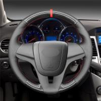 China Hand Sewing Carbon PU Leather Steering Wheel Cover for Chevrolet Holden Cruze Aveo Orlando Ravon R4 for sale