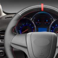 China Hand Sewing Carbon PU Leather Steering Wheel Cover for Chevrolet Holden Cruze Aveo Orlando Ravon R4 for sale