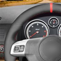 China Custom Black Suede Hand Stitching Wrap Steering Wheel Cover for Vauxhall Opel Holden Astra H Corsa Zaflra B Signum Vectra C for sale