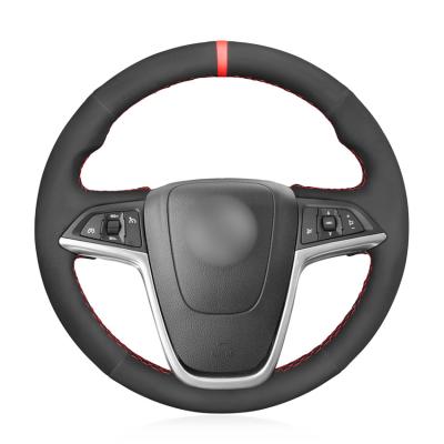 China Custom Hand Sewing Black Suede Steering Wheel Cover for Vauxhall Opel Mokka Insignia Astra J Meriva Zafira C for sale