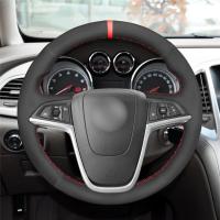 China Custom Hand Sewing Black Suede Steering Wheel Cover for Vauxhall Opel Mokka Insignia Astra J Meriva Zafira C for sale
