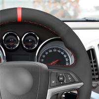 China Custom Hand Sewing Black Suede Steering Wheel Cover for Vauxhall Opel Mokka Insignia Astra J Meriva Zafira C for sale