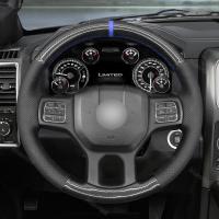 China Custom Hand Stitching Carbon Leather Steering Wheel Cover for Dodge RAM 1500 3500 2013 2014 2015 2016 2017 2018 for sale
