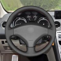 China Artificial Leather Black Custom Hand Sewing Wrap Steering Wheel Cover for Peugeot 206 207 208 2008  307 308 408 508 Boxer for sale