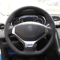 China Artificial Leather Black Custom Hand Sewing Wrap Steering Wheel Cover for Peugeot 206 207 208 2008  307 308 408 508 Boxer for sale