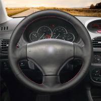 China Artificial Leather Black Custom Hand Sewing Wrap Steering Wheel Cover for Peugeot 206 207 208 2008  307 308 408 508 Boxer for sale