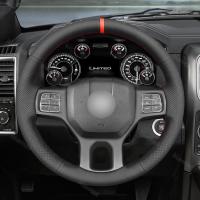 China Custom Hand Sewing Leather Steering Wheel Cover for Dodge RAM 1500 3500 2013 2014 2015 2016 2017 2018 for sale