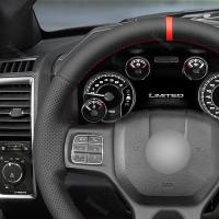 China Custom Hand Sewing Leather Steering Wheel Cover for Dodge RAM 1500 3500 2013 2014 2015 2016 2017 2018 for sale