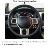 China Custom Hand Sewing Leather Steering Wheel Cover for Dodge RAM 1500 3500 2013 2014 2015 2016 2017 2018 for sale