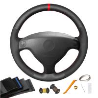 China Hand Stitch Design Black Suede Genuine Leather DIY Steering Wheel Cover For Opel Zafira A 1999 2000 2001 2002 2003 2004 2005 for sale