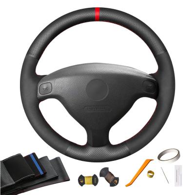 China Hand Stitch Design Black Suede Genuine Leather DIY Steering Wheel Cover For Opel Zafira A 1999 2000 2001 2002 2003 2004 2005 for sale