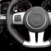 China Custom Available Durable Faux Leather Hand Sewing Car Steering Wheel Covers Wraps for Dodge Challenger (SRT) 2011-2015 for sale