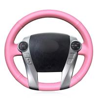 China Pink Artificial Leather Sew Steering Wheel Cover for Toyota Prius 2004 2005 2006 2007 2008 2009 2010 2011 2012 2013 2014 2015 for sale