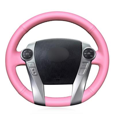 China Pink Artificial Leather Sew Steering Wheel Cover for Toyota Prius 2004 2005 2006 2007 2008 2009 2010 2011 2012 2013 2014 2015 for sale