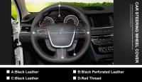 China Hand Stitched Red Thread Black Artificial Leather Steering Wheel Cover for Peugeot 508 508 SW 2011-2018 for sale