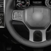 China MEWANT Fashion Anti Skid Faux Leather Hand Sew Car Steering Wheel Cover Non-slip Carbon For Dodge RAM 1500 3500 2013-2018 for sale