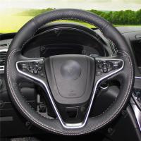 China Hand Stitched Black Leather White Stitching Steering Wheel Cover for Buick Regal Opel Insignia 2014 2015 for sale