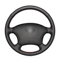 China Black Leather Sew Steering Wheel Wrap Cover for Toyota Land Cruiser Prado 120 2004-2009 Land Cruiser 1995-2007 Tacoma 2005-2011 for sale