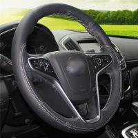 China Hand Stitched Black Leather White Stitching Steering Wheel Cover for Buick Regal Opel Insignia 2014 2015 for sale