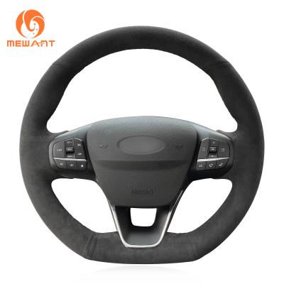 China Customized Available Durable Athsuede Hand Sewing Steering Wheel Cover Wrap for Ford Focus Kuga Puma ST|ST-Line 2017-2020 for sale