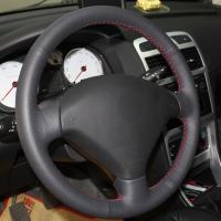 China Custom 100% Fit Hand Stitched Artificial Leather Steering Wheel Wrap Covers for Peugeot 307 2001-2008 307 SW 2005-2008 for sale