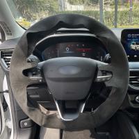 China Customized Available Durable Athsuede Hand Sewing Steering Wheel Cover Wrap for Ford Focus Kuga Puma ST|ST-Line 2017-2020 for sale
