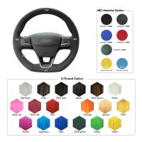 China Customized Available Durable Athsuede Hand Sewing Steering Wheel Cover Wrap for Ford Focus Kuga Puma ST|ST-Line 2017-2020 for sale