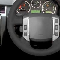 China Hand Stitched Faux Black Suede Red Strip Steering Wheel Cover for Land Rover Discovery 3  2004-2009 for sale