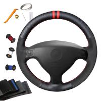 China Black Suede Genuine Leather Custom DIY Steering Wheel Cover For Opel Astra G H 1998 1999 2000 2001 2002 2003 2004 2005 2006 2007 for sale