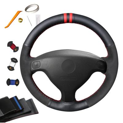 China Black Suede Genuine Leather Custom DIY Steering Wheel Cover For Opel Astra G H 1998 1999 2000 2001 2002 2003 2004 2005 2006 2007 for sale