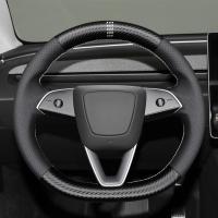 China Customized High Quality PU Leather Steering Cover For Tesla Model 3 2023 2024 for sale