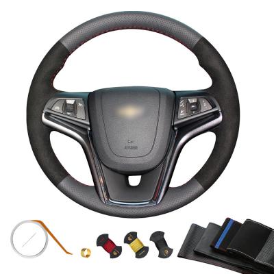 China Custom Black Suede Artificial PU Leather Steering Wheel Cover for Chevrolet Malibu Camaro Volt 2011 2012 2013 2014 2015 for sale