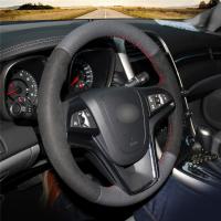 China Custom Black Suede Artificial PU Leather Steering Wheel Cover for Chevrolet Malibu Camaro Volt 2011 2012 2013 2014 2015 for sale