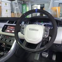 China Hand Sewing Black Carbon Suede Steering Wheel Cover for Land Rover Range Rover Sport 2014 2015 2016 2017 2018 2019 2020 for sale