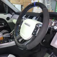 China Hand Sewing Black Carbon Suede Steering Wheel Cover for Land Rover Range Rover Sport 2014 2015 2016 2017 2018 2019 2020 for sale